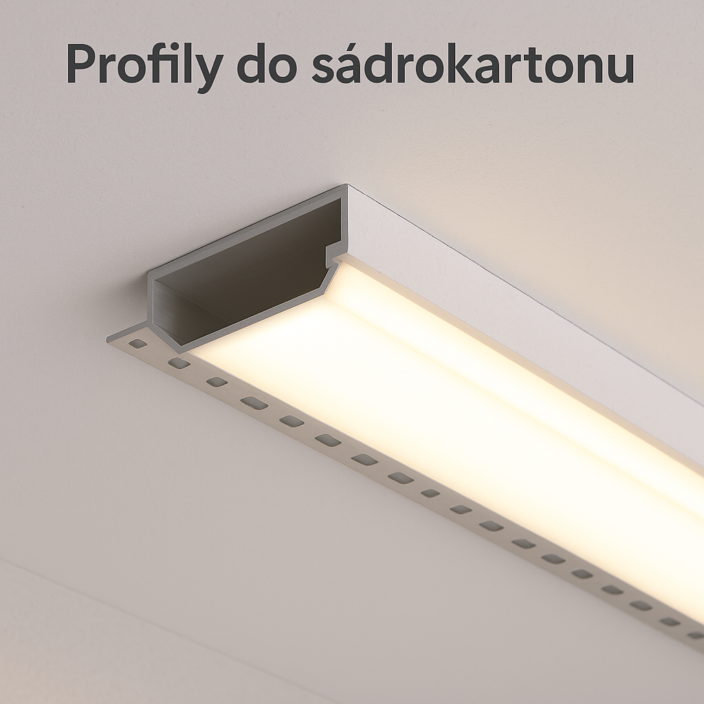 LED profil do sádrokartonu, zapuštěný ALU profil, SDK profil LED, GIP ...